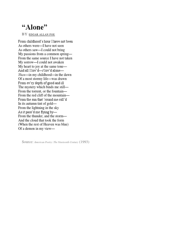 Alone Edgar Allan Poe | PDF
