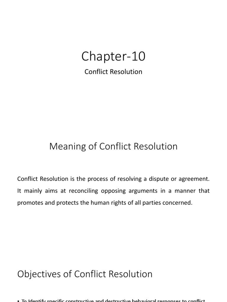 Chapter-10: Conflict Resolution | PDF | Conflict Resolution | Goal