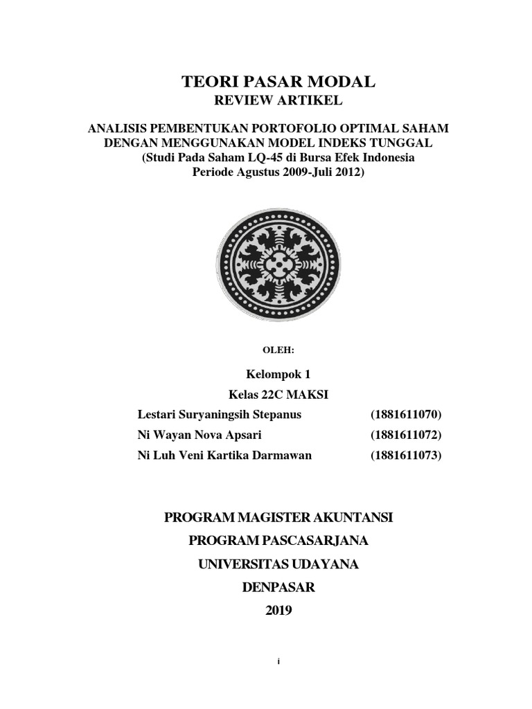 Portofolio Optimal Saham LQ-45 2009-2012 | PDF | Pengelolaan Keuangan ...