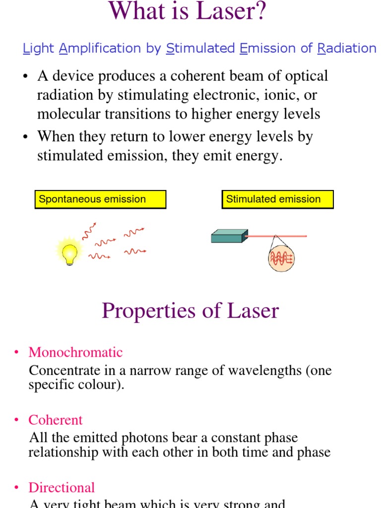 Light Amplification by Stimulated Emission of Radiation | PDF | Laser | Emission Spectrum