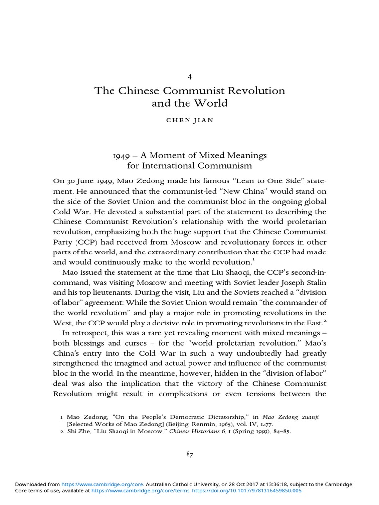 The Chinese Communist Revolution and The World | PDF | Communist Party ...
