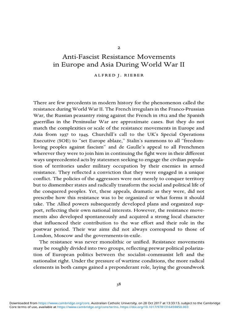 Anti-Fascist Resistance Movements in Europe and Asia During World War ...