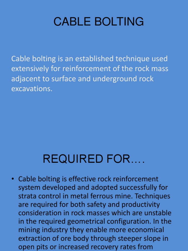 Cable Bolting | PDF | Mining | Screw