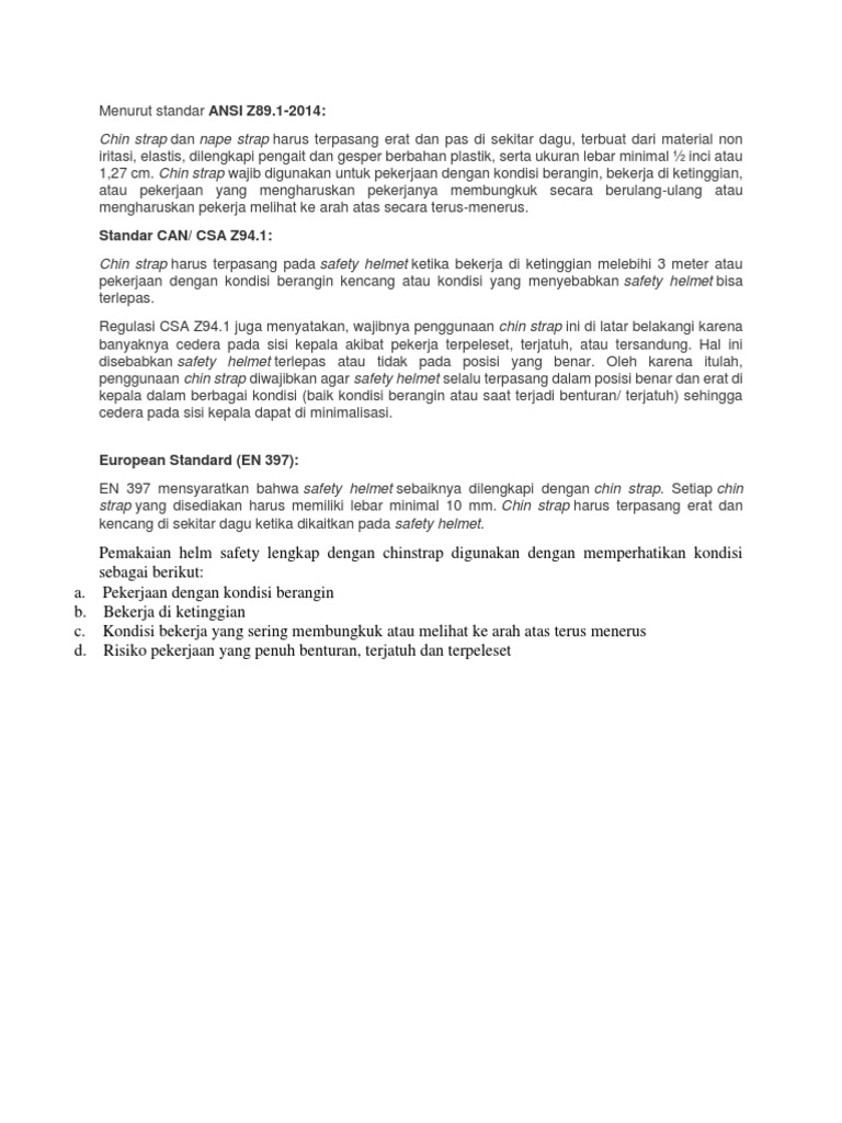 Menurut Standar ANSI Z89 | PDF