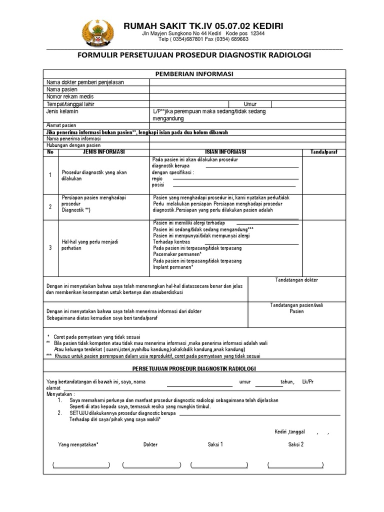 Informed Consent Radiologi A4 | PDF