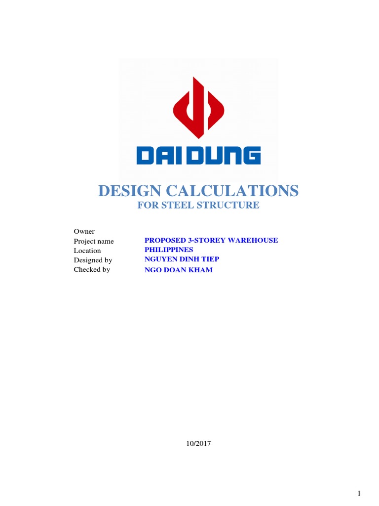 Design Calculations: For Steel Structure | PDF | Strength Of Materials ...