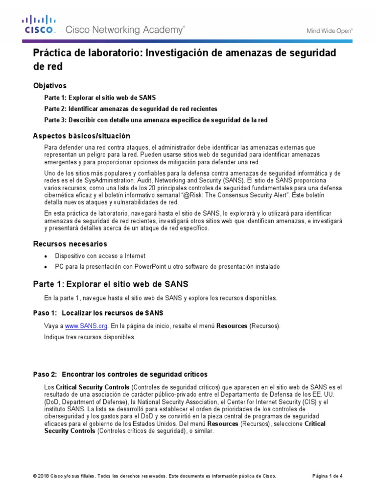 11.2.2.6 Lab - Researching Network Security Threats | PDF | La ...