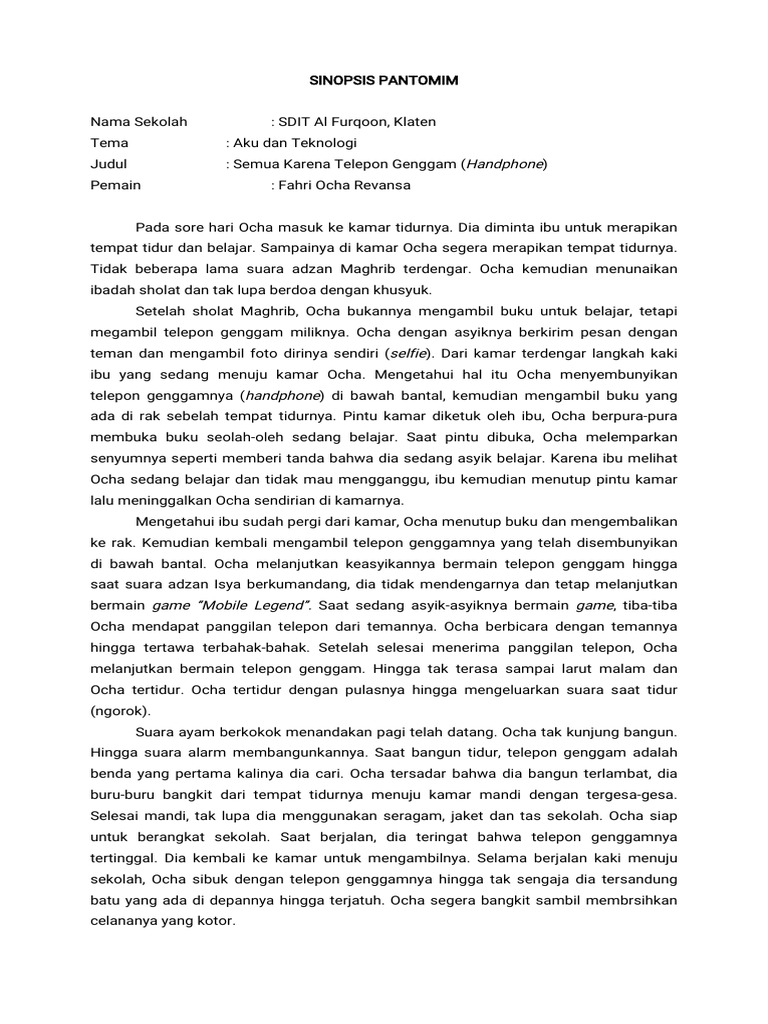 Sinopsis Pantomim | PDF