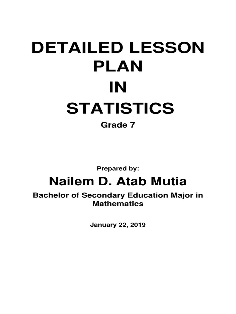 Grade 7 Statistics Lesson Plan | PDF | Arithmetic Mean | Average