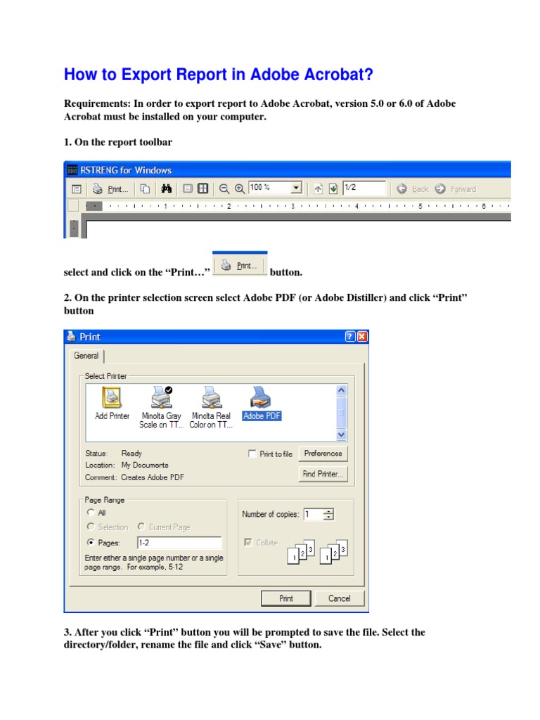 How To Export Report in Adobe Acrobat | PDF