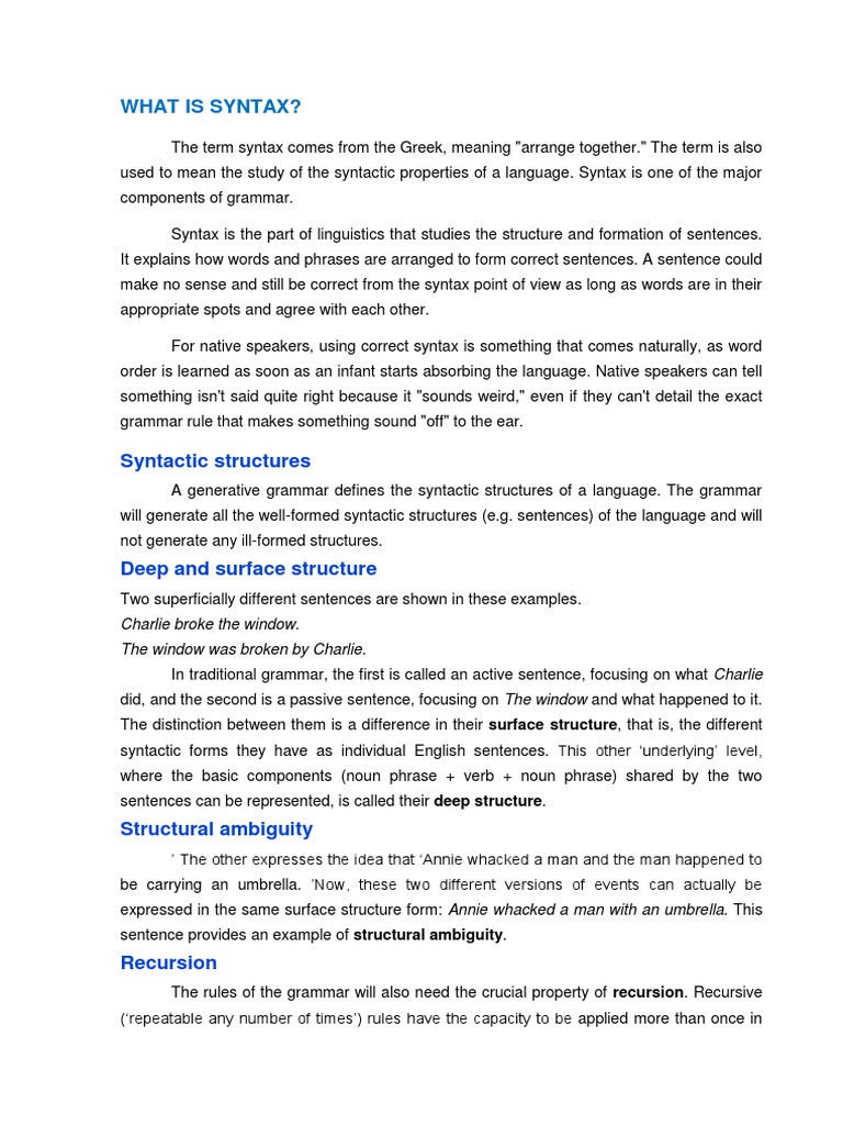 Syntactic Structures | PDF | Phrase | Syntax