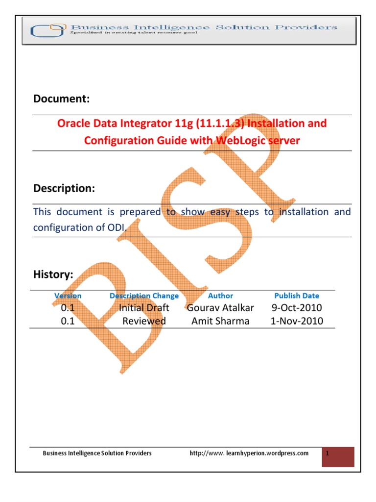 Oracle Data Integrator Installation Guide Pdf Oracle Database World Wide Web