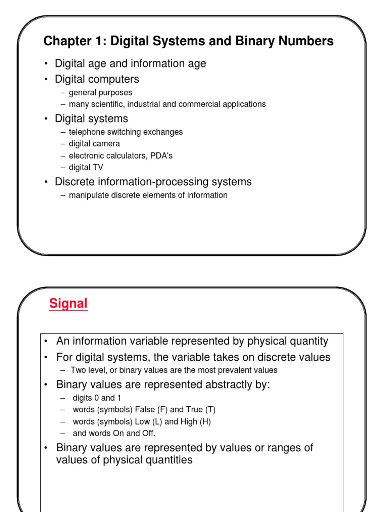 Chapter 1: Digital Systems and Binary Numbers | PDF | Subtraction | Binary Coded Decimal