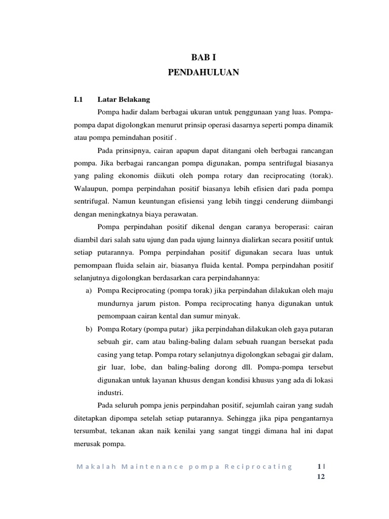 Pemeliharaan Pompa Reciprocating | PDF