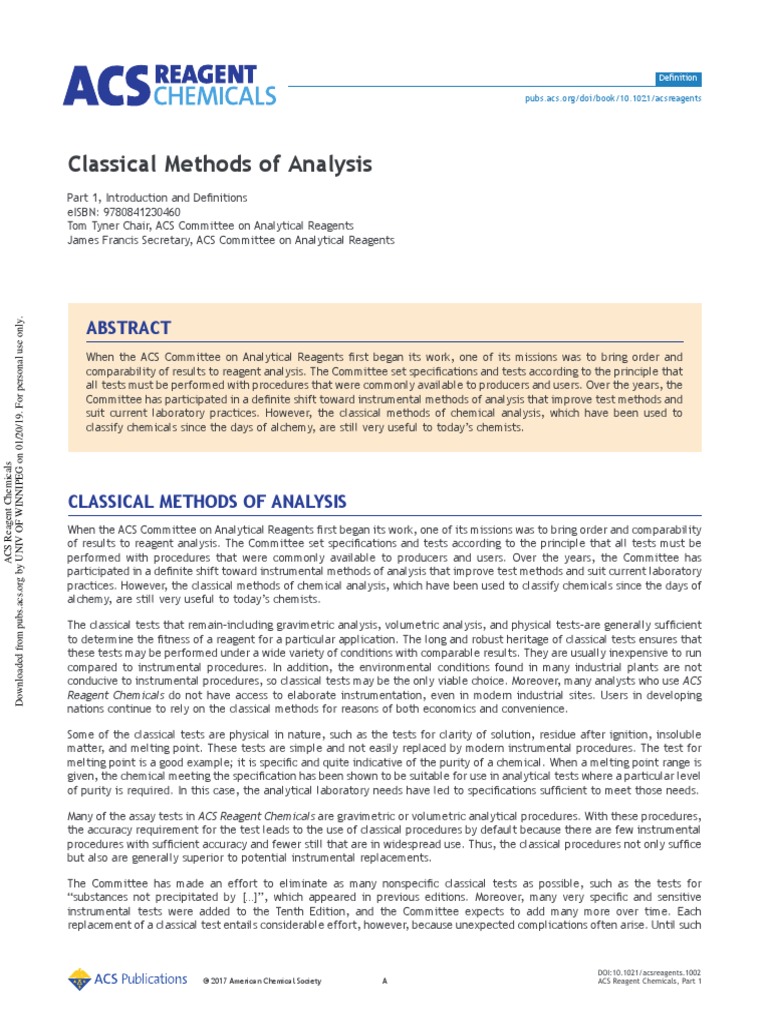 Classical Methods of Analysis 2017 | Download Free PDF | Analytical ...