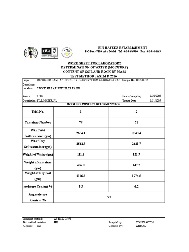 Moisture Content Astm d2216 | Natural Materials | Agriculture