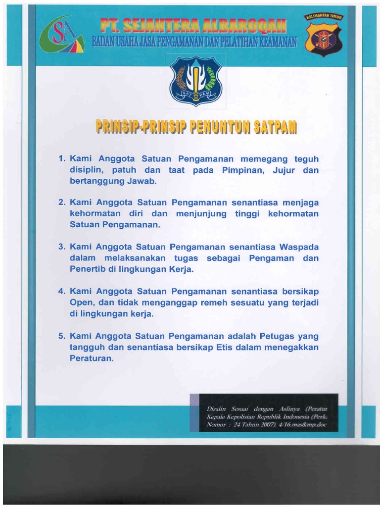 Prinsip-Prinsip Penuntun Satpam | PDF