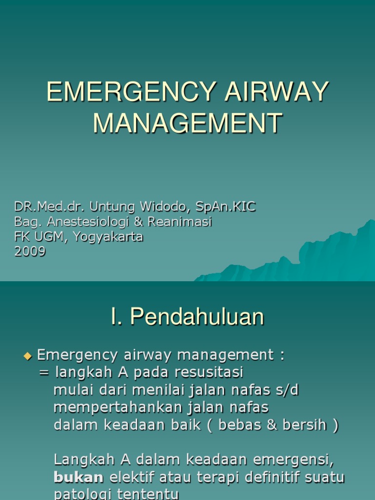 Emergency Airway Management: A Comprehensive Algorithmic Approach | PDF ...
