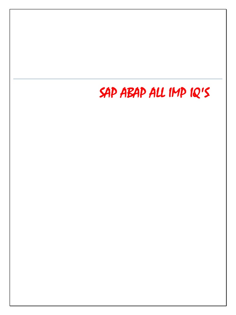 SAP Faq's | PDF | Database Index | Databases