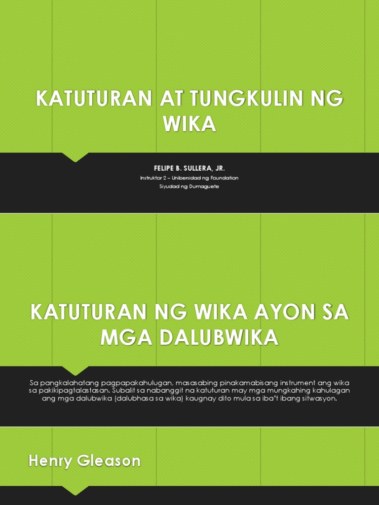 Katuturan at Tungkulin NG Wika | PDF