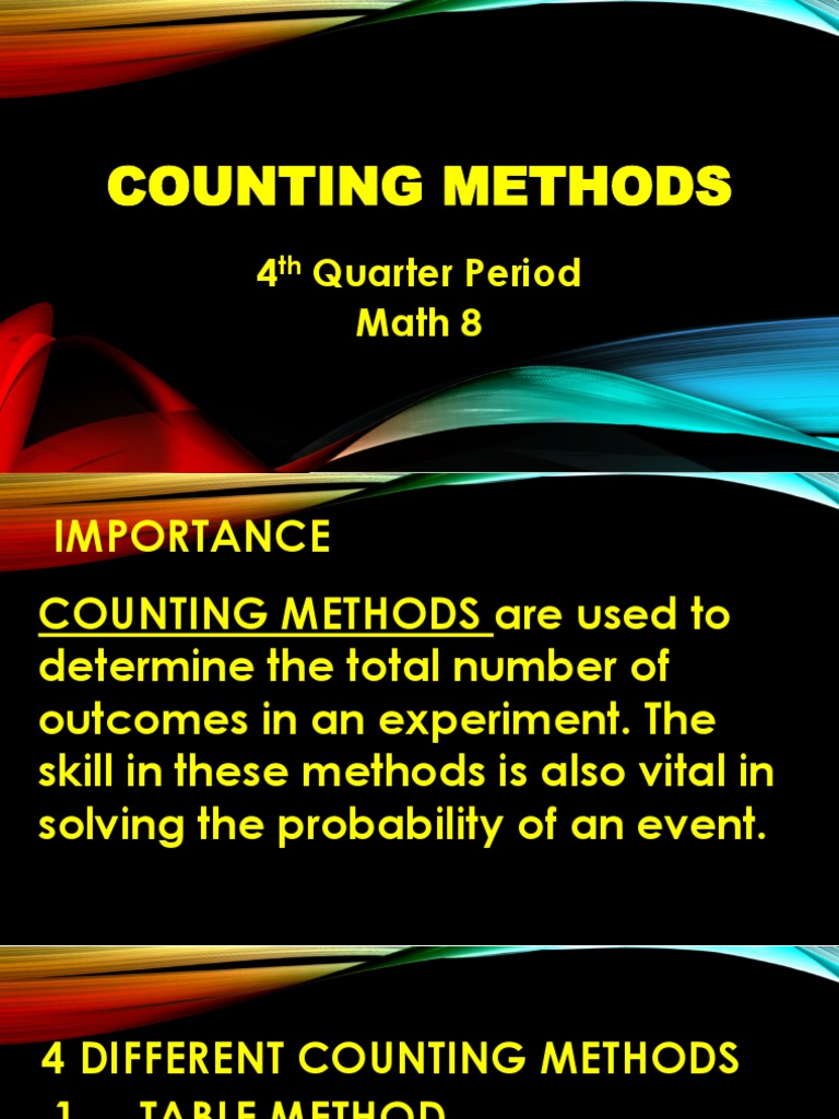 Counting Methods: 4 Quarter Period Math 8 | PDF | Teaching Mathematics