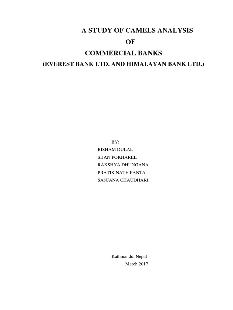 A Study of Camels Analysis OF Commercial Banks: (Everest Bank Ltd. and ...