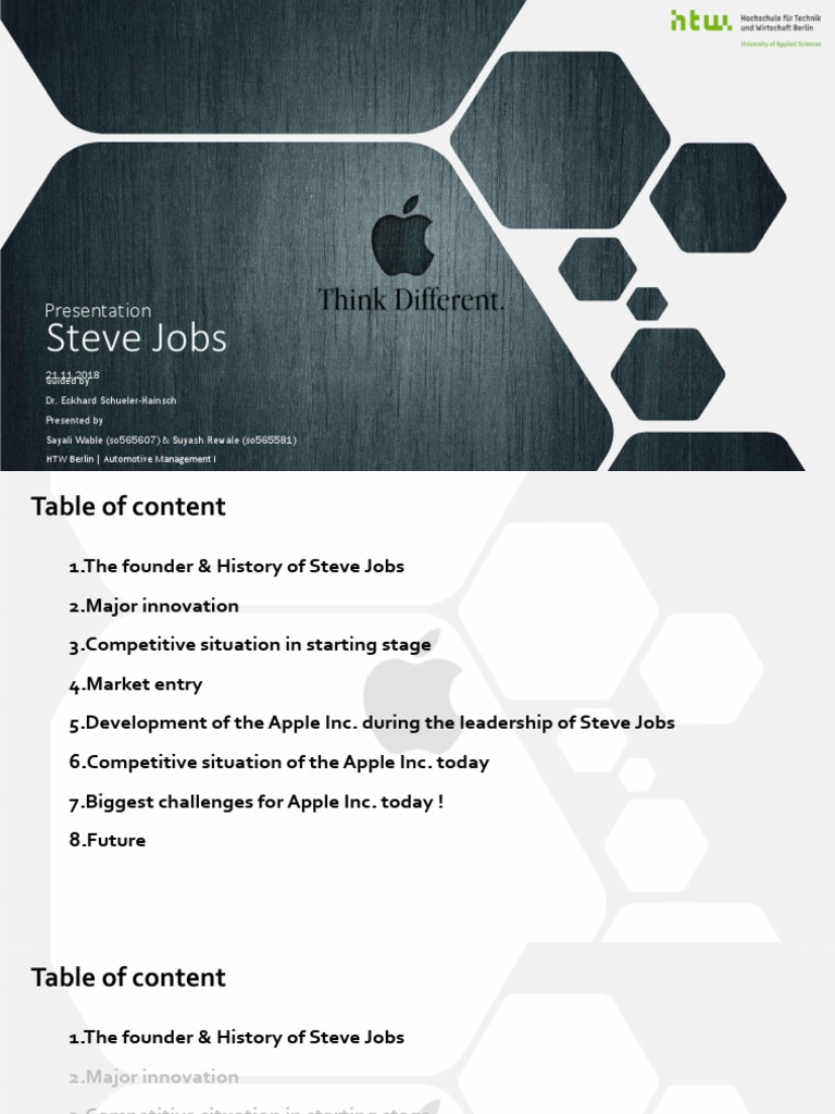 Steve Jobs: Presentation | PDF | Apple Inc. | Steve Jobs