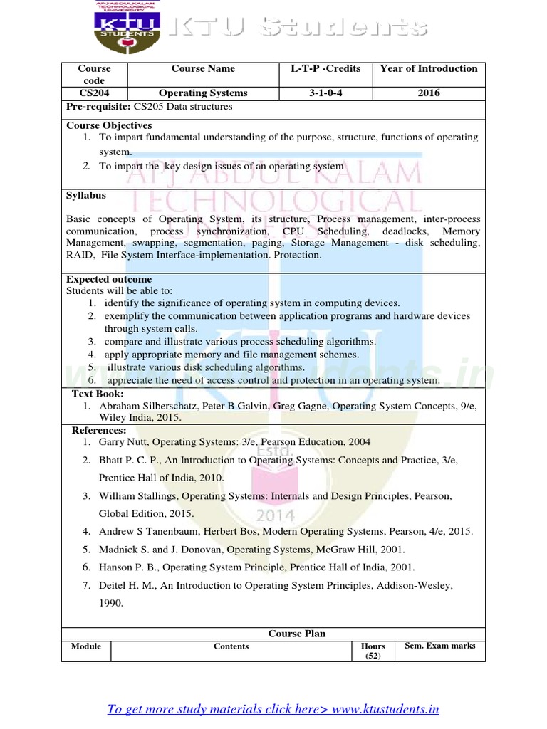 Os Syllabus PDF | PDF | Scheduling (Computing) | Operating System
