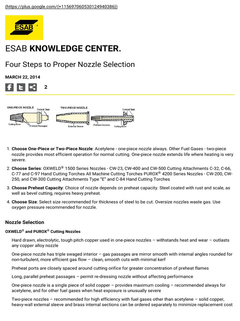Four Steps To Proper Nozzle Selection | PDF | Welding | Construction