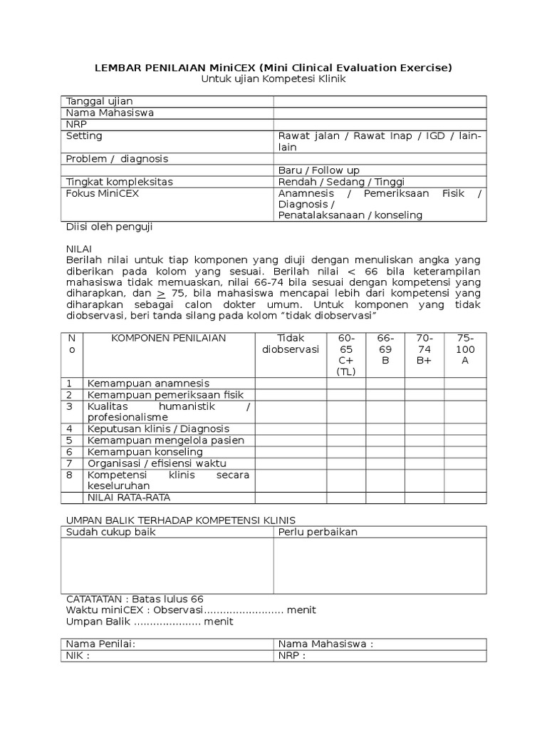 Lembar Mini Cex PDF | PDF