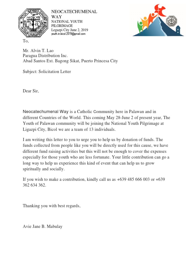 Letterhead For Pilgrimage To Bicol | PDF