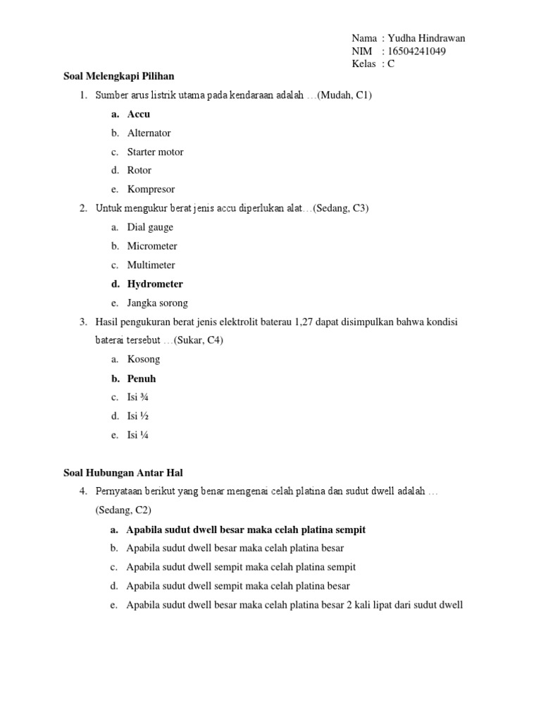 (PPK) Soal Pilihan Ganda | PDF