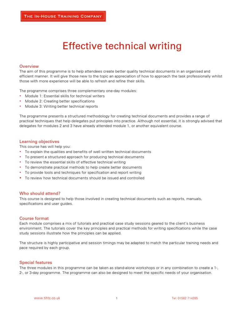 Effective Technical Writing: WWW - Tihtc.co - Uk | PDF | Specification ...