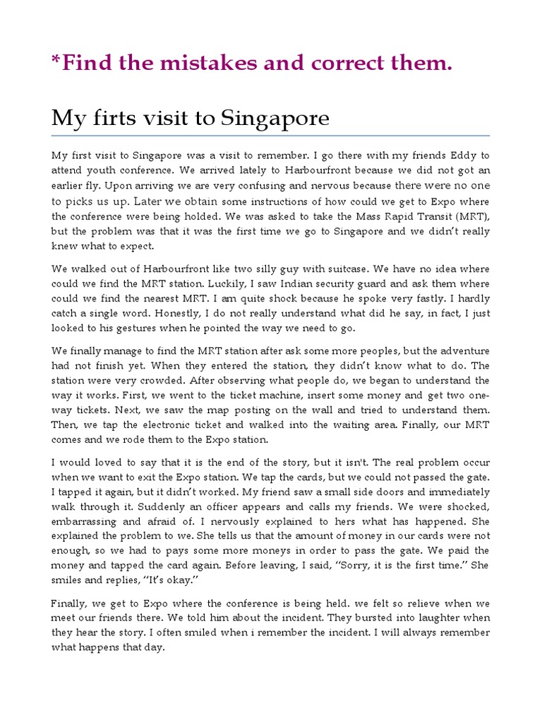 my-first-visit-to-singapore-correct-the-mistakes.pdf | Leisure
