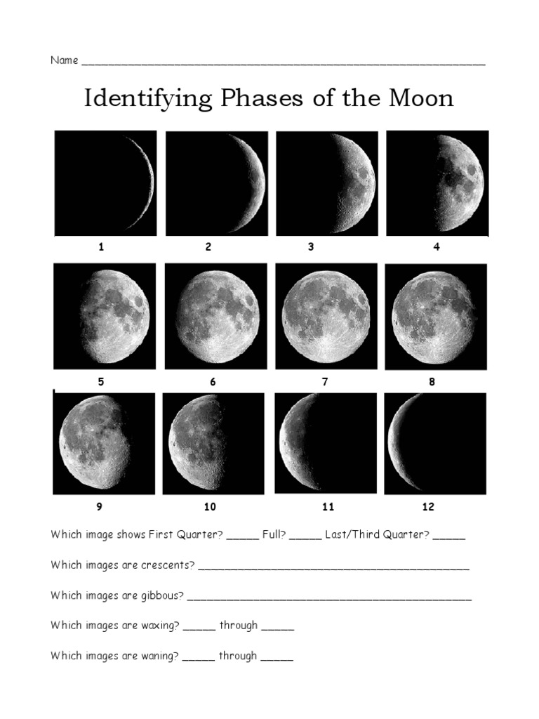 PhasesWorksheets - High Attain PDF | PDF | Moon | Solar System