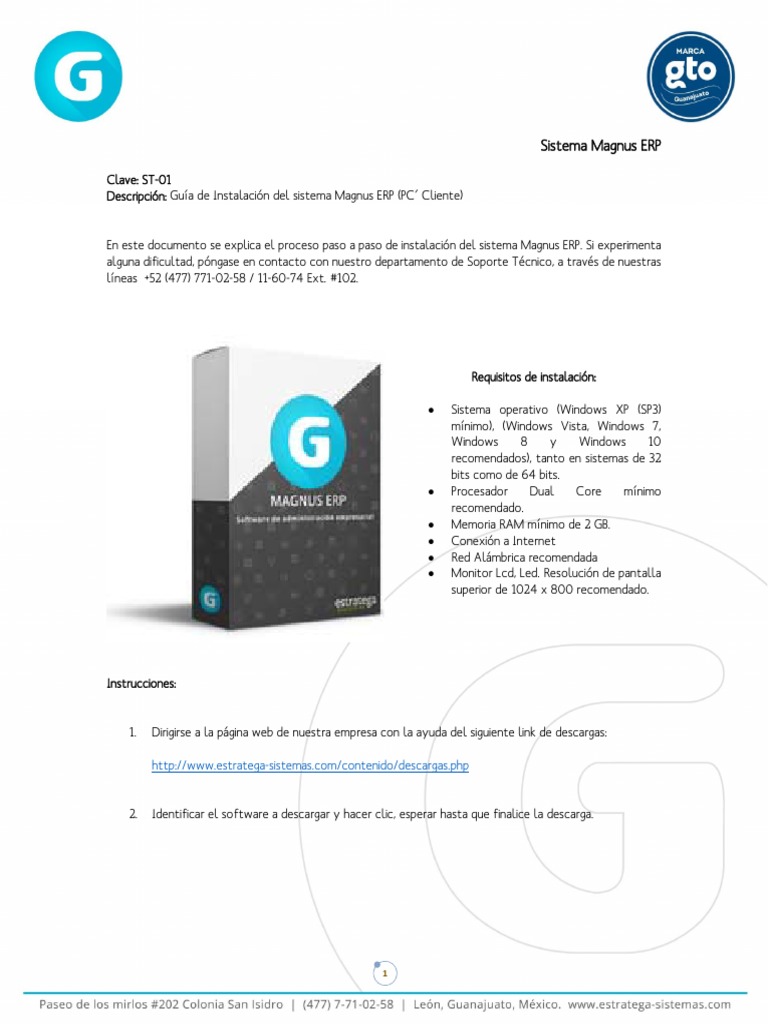ST-01 Guía de Instalación Del Sistema Magnus ERP (PC Cliente) | PDF | Point and Click | Ventana ...