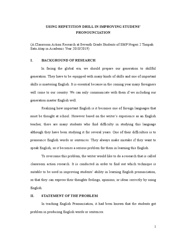 Using Repetition Drill in Improving Studens' Pronounciation | PDF ...