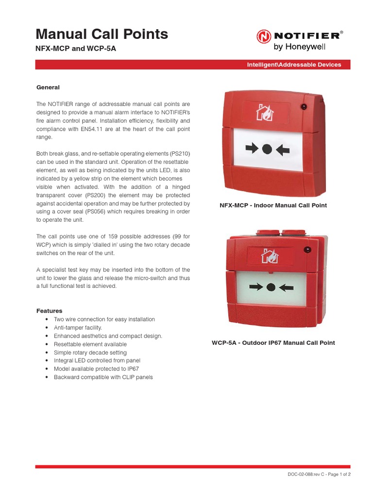 DOC-02-088 - Addressable Manual Call Points (AU) Datasheet Rev C | PDF ...