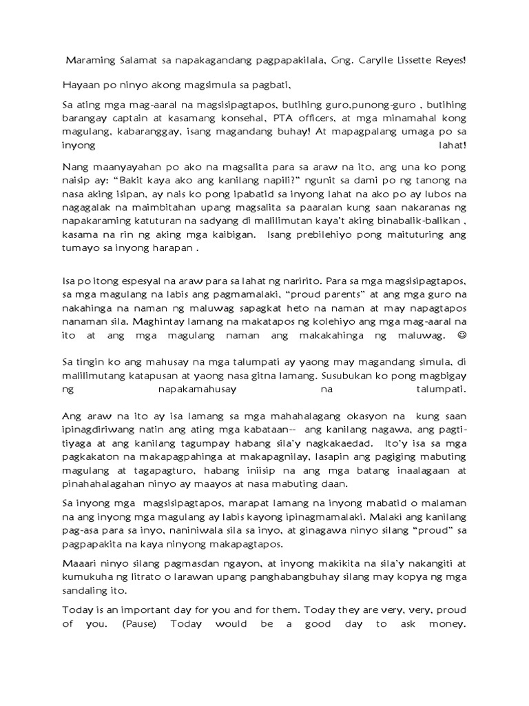 Graduation Speech | PDF