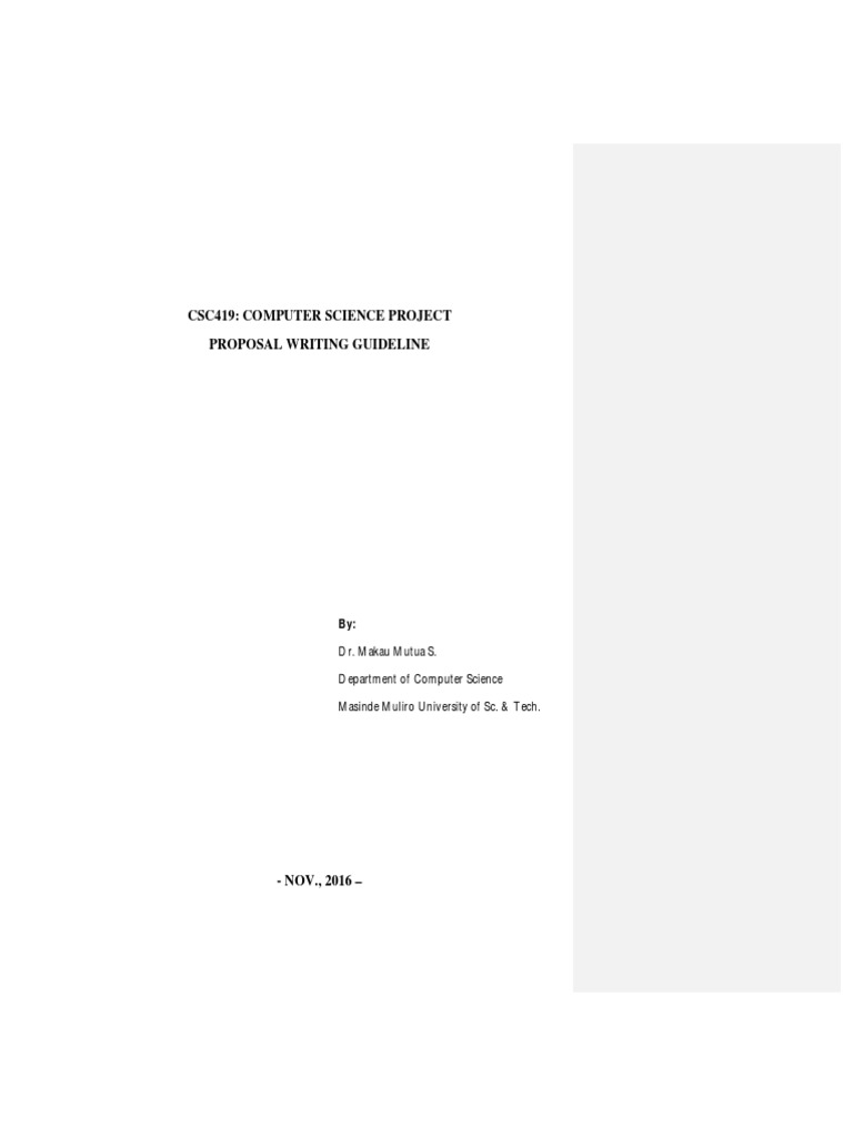 Guidelines for Writing Computer Science Project Proposals at Masinde Muliro University of ...