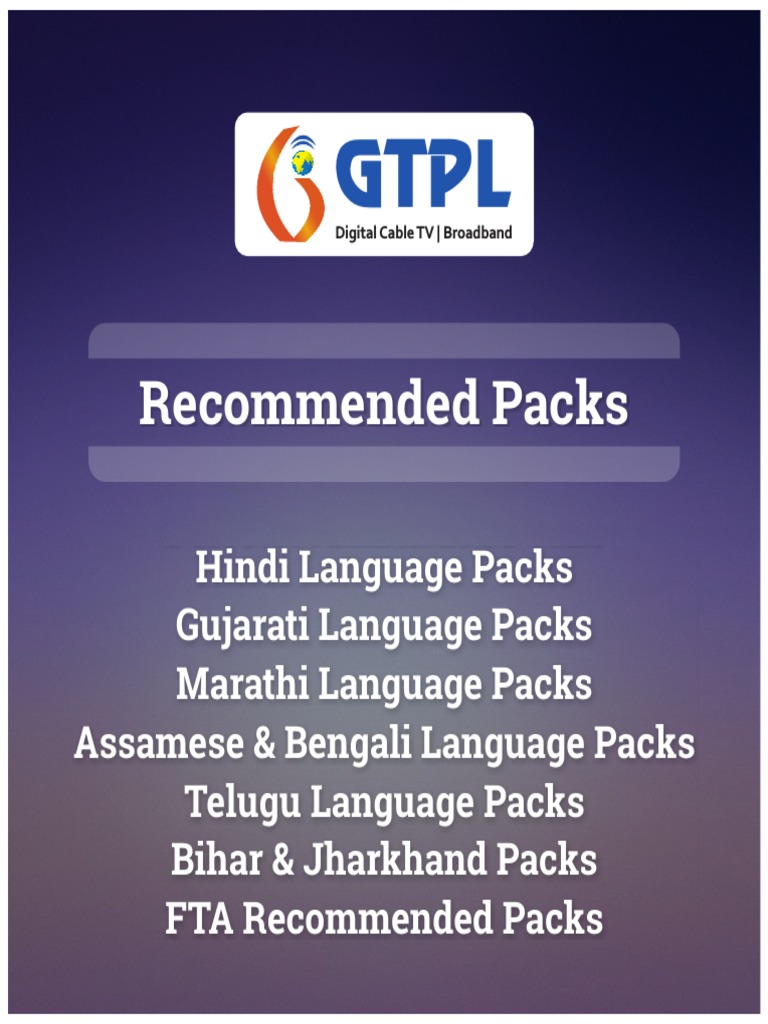 GTPL Packages - 1-2-2019 PDF | PDF | Cable Television | Pay Television
