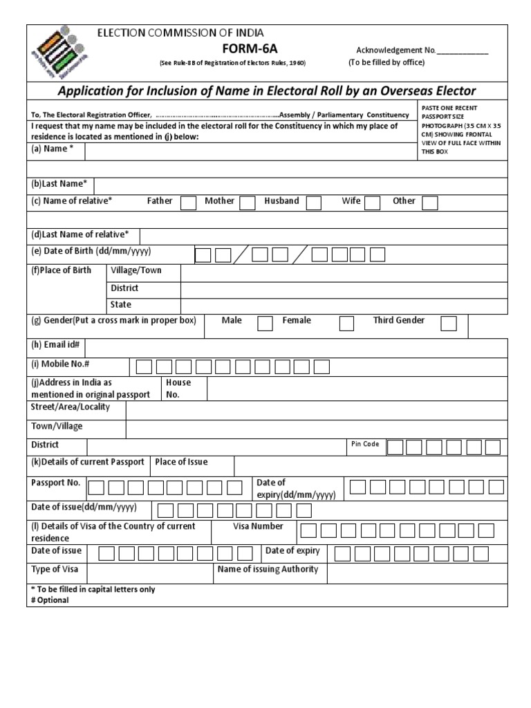 Overseas Elector Name Inclusion Form | PDF | Government And Personhood ...