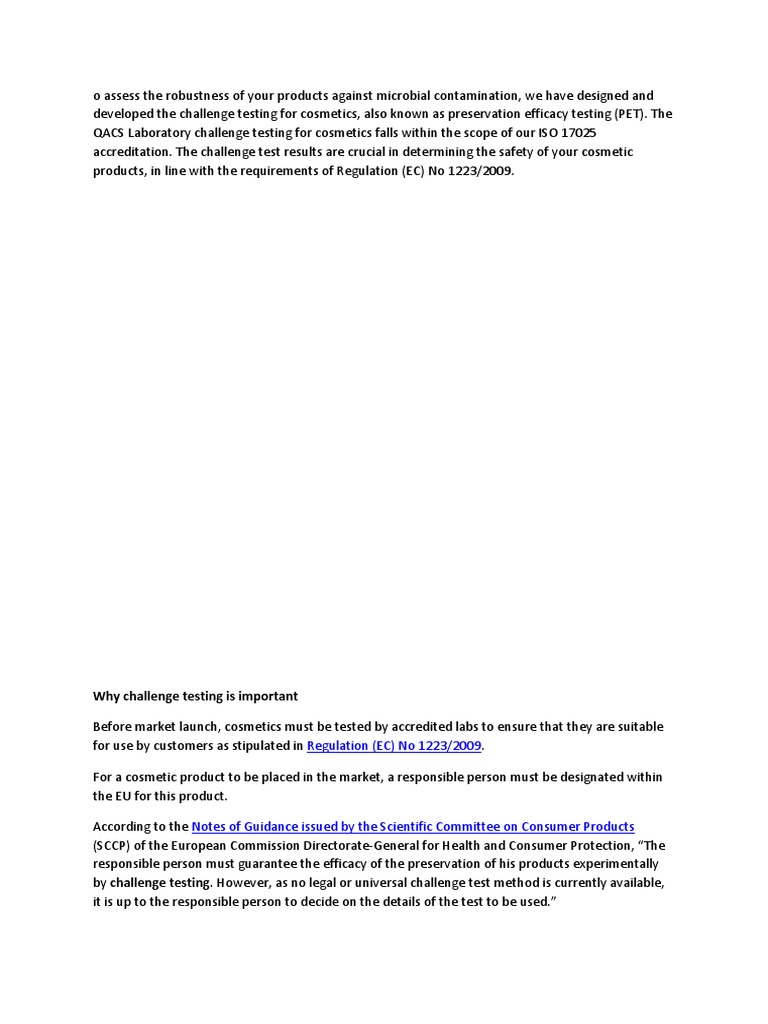 Challenge Test Cosmetics | PDF