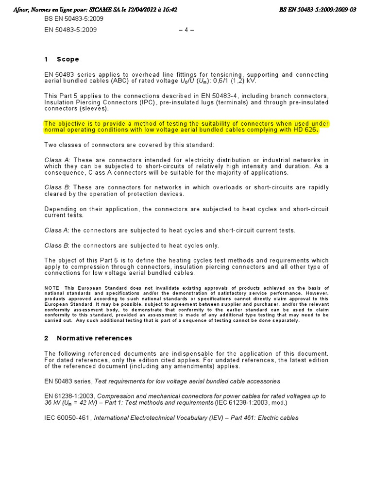 1 Scope: BS EN 50483-5:2009 | PDF | Electrical Connector ...