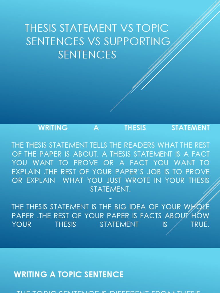 Thesis Statement Vs Topic Sentences Vs Supporting Sentences | Download ...