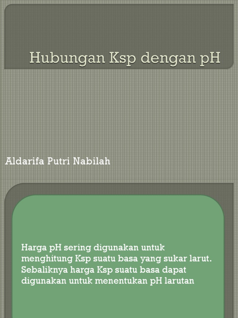 Hubungan KSP Dengan PH | PDF