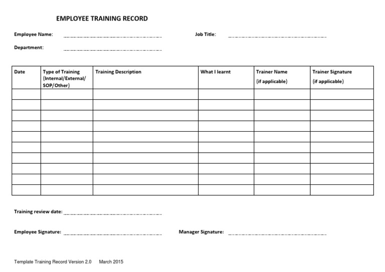 Individual Training Record2 | PDF