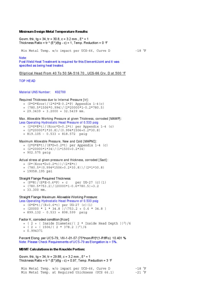 Minimum Design Metal Temperature Results | PDF