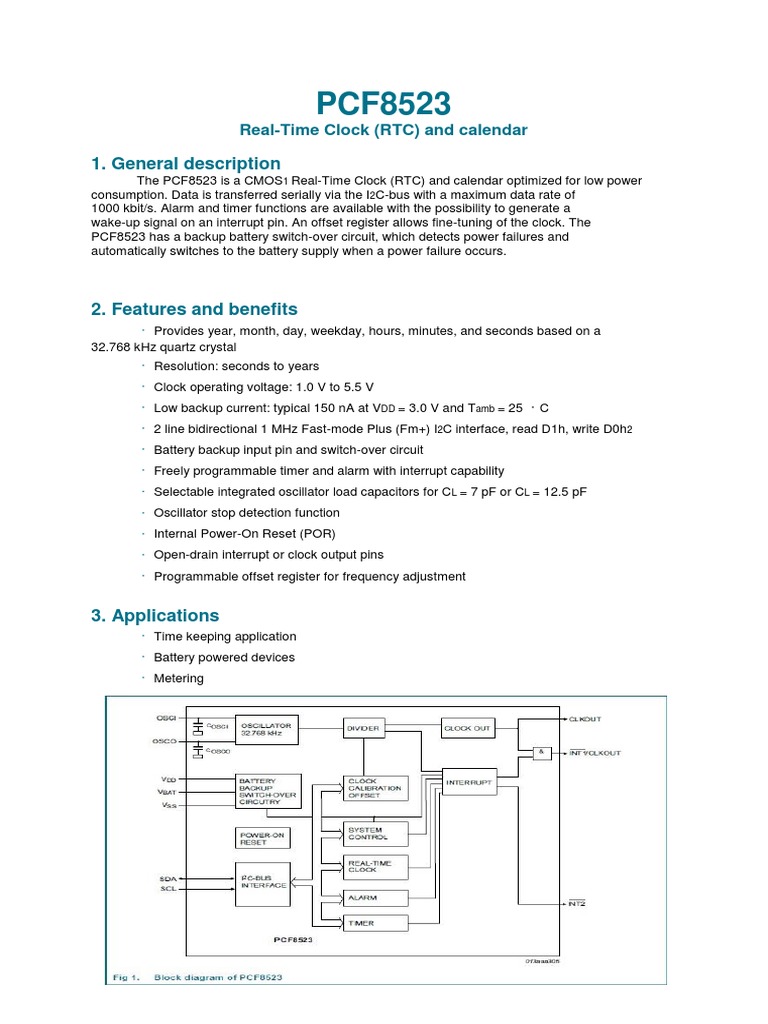 PCF8523 | PDF | Power Supply | Timer