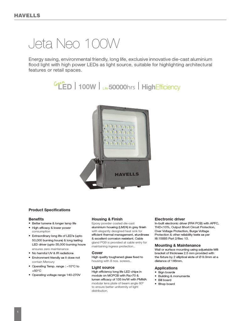 Catalogue-Jeta Neo 100W | PDF | Light Emitting Diode | Building Engineering